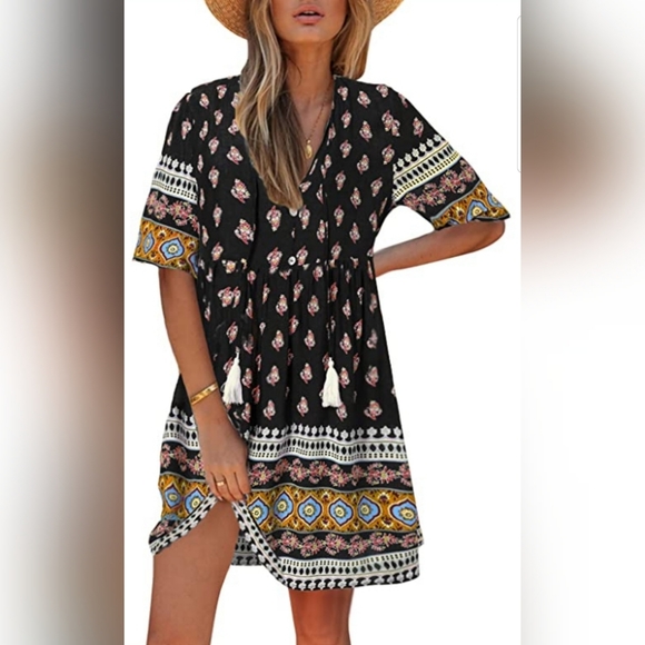 Dresses | Summer Beach Bohemian Sundress Loose Short Mini | Poshmark